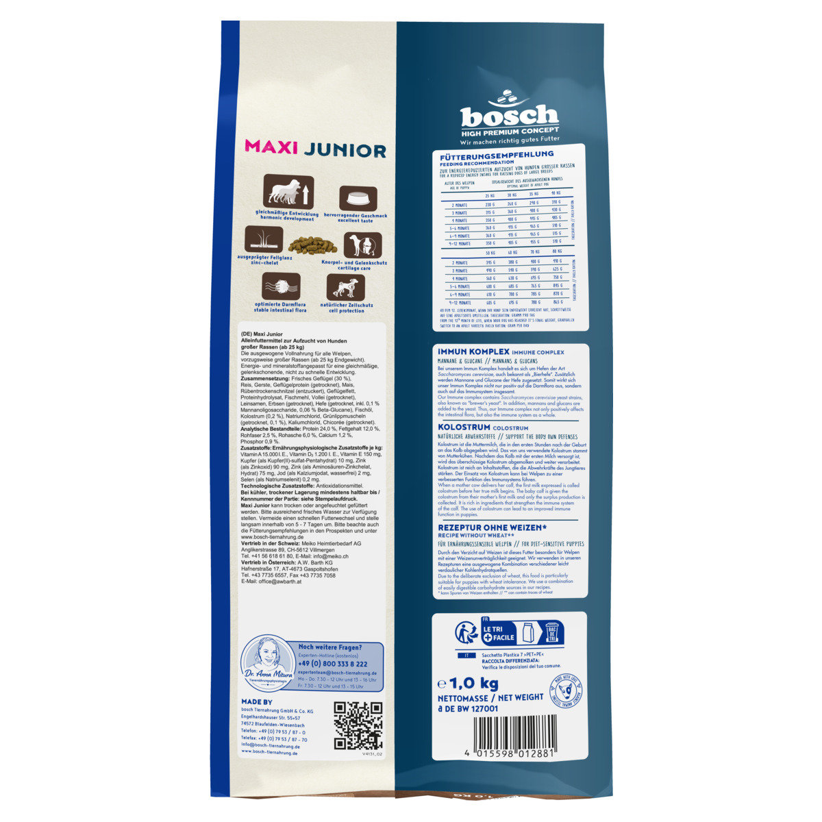 Bosch Maxi Junior 1kg: Weizenfreies Welpenfutter für große Rassen