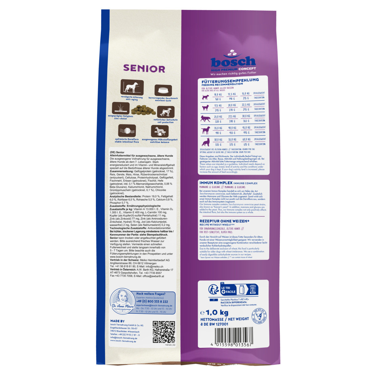 Bosch Senior Hundefutter 1kg - Getreidefrei für ältere Hunde