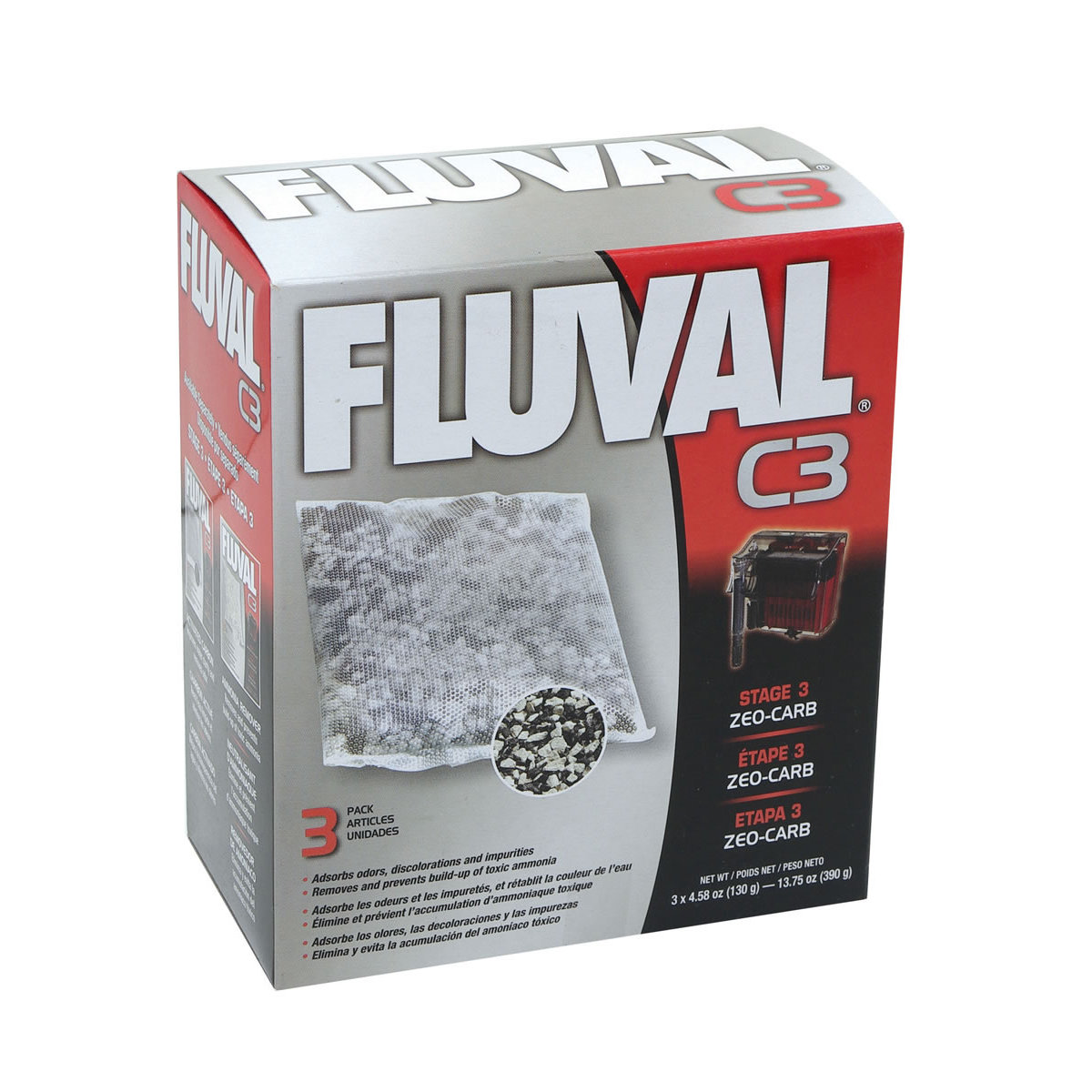 Fluval Zeo-Carb C3 Filter 3x130g | Filtermaterial