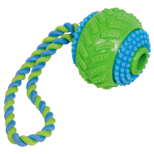 Nobby TPR Ball mit Seil: Robustes Hundespielzeug | Kauspaß