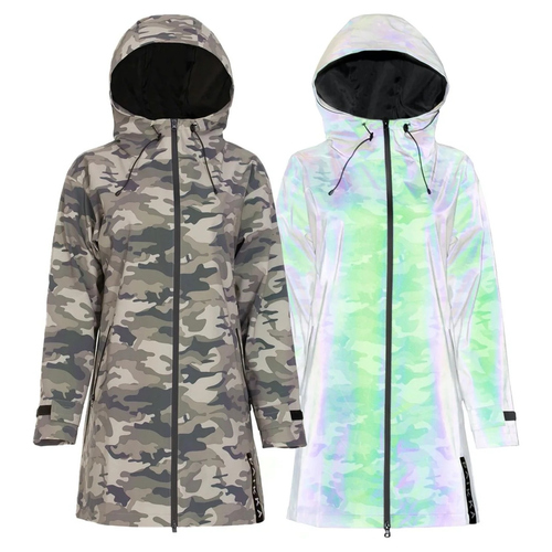 PAIKKA Regenmantel Damen reflektierend Camo | Top-Sichtbarkeit