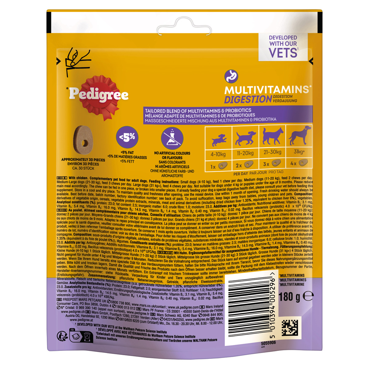Pedigree Multivitamin Verdauung: 180g für gesunde Hunde