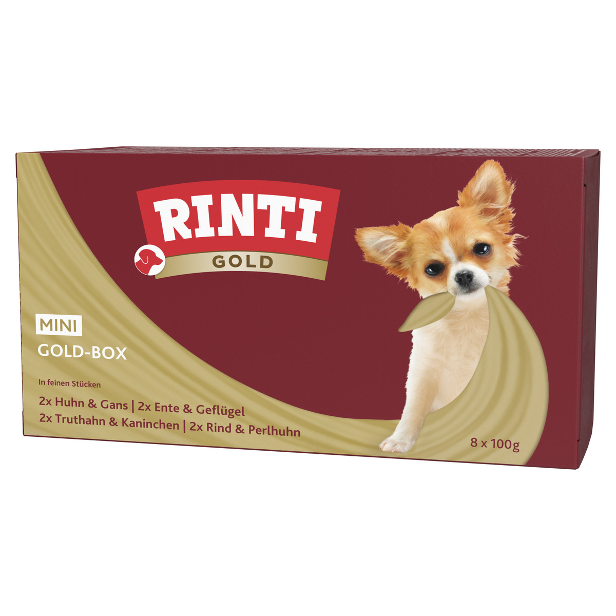 Rinti Gold Mini Mixbox: 8x100g Nassfutter für kleine Hunde