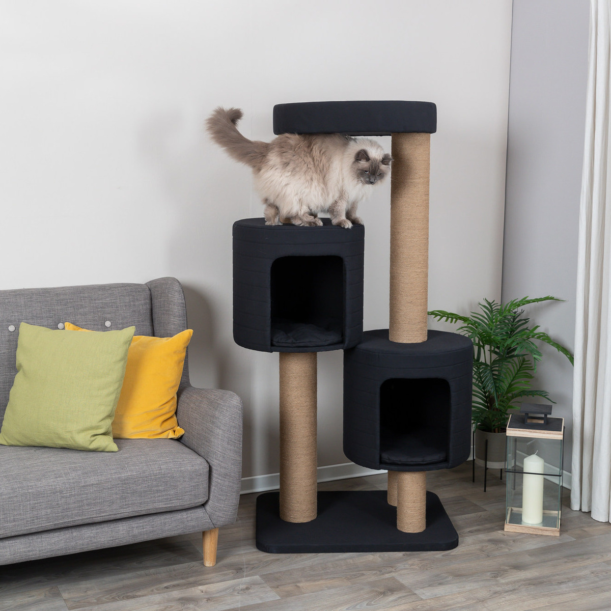 Trixie Kratzbaum XXL Teites schwarz | Für große Katzen