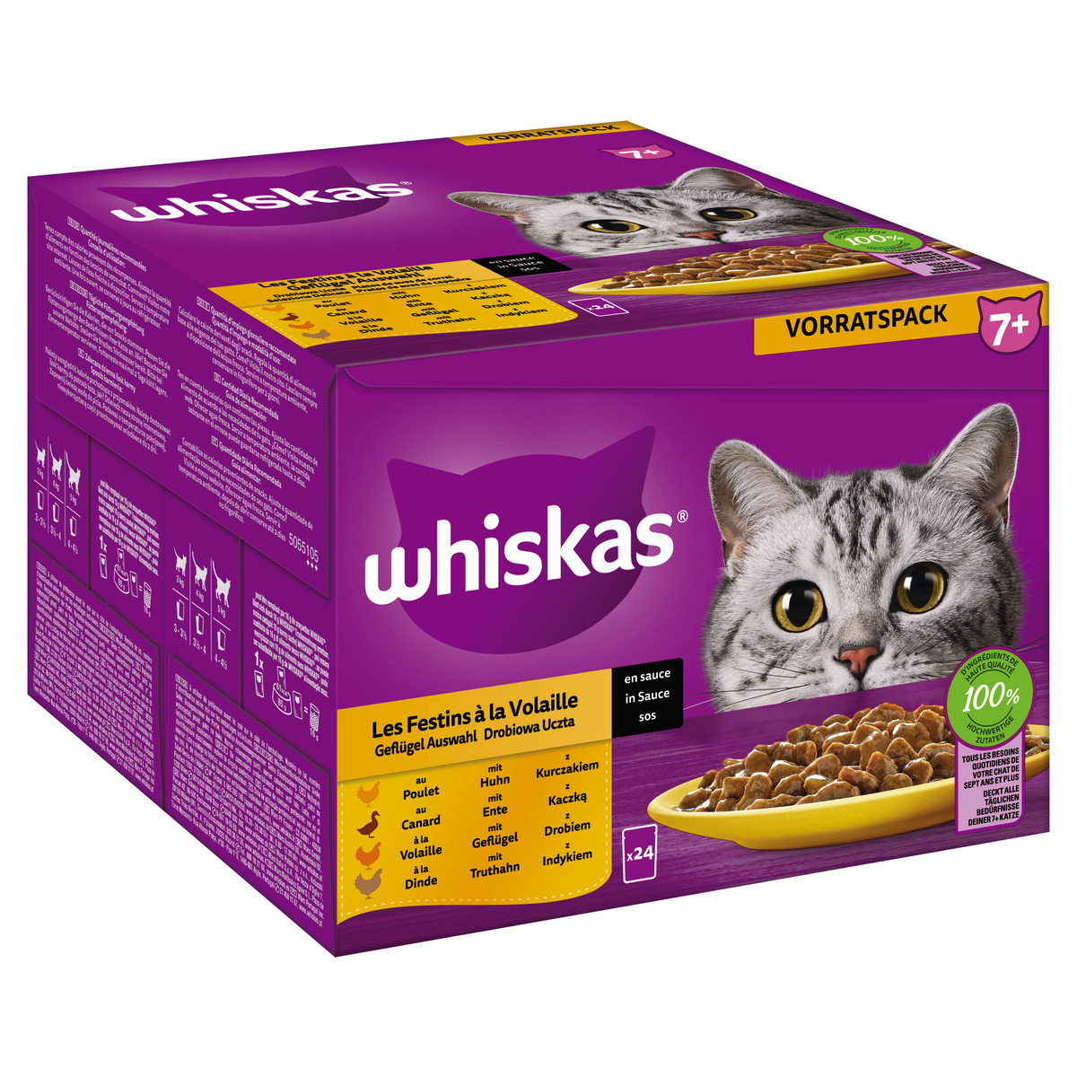 Whiskas 7+ Geflügel Multipack 2x24 Beutel | Senior Katzenfutter